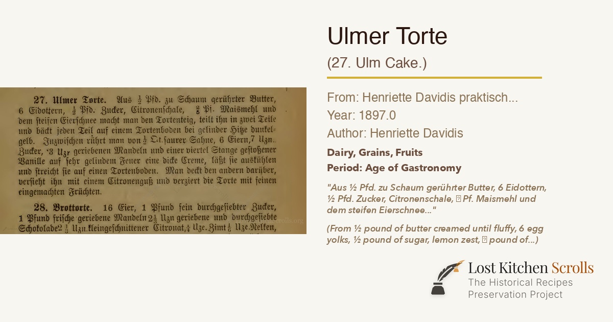 Ulmer Torte - Henriette Davidis praktisches kochbuch für die ...