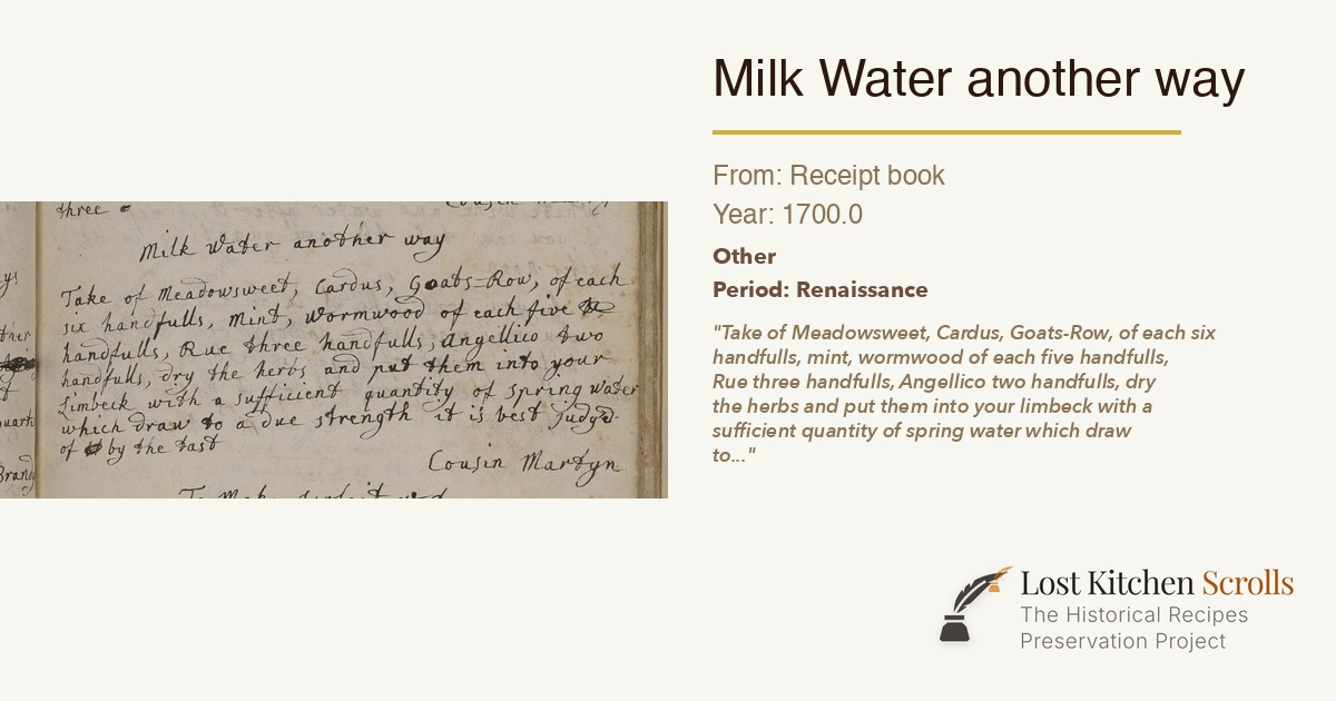 Milk Water Another Way - Receipt book (1700)